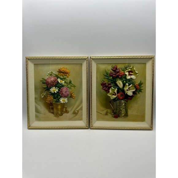 Wall Decor | Vintage Mid Century Metalcraft Dimensional Flower Gold ...